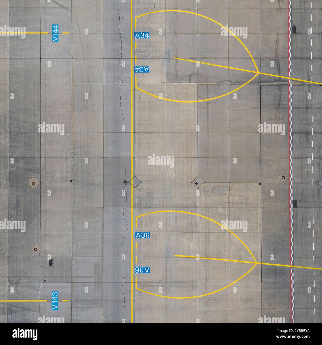 View from above road markings on airport tarmac Stock Photo - Alamy