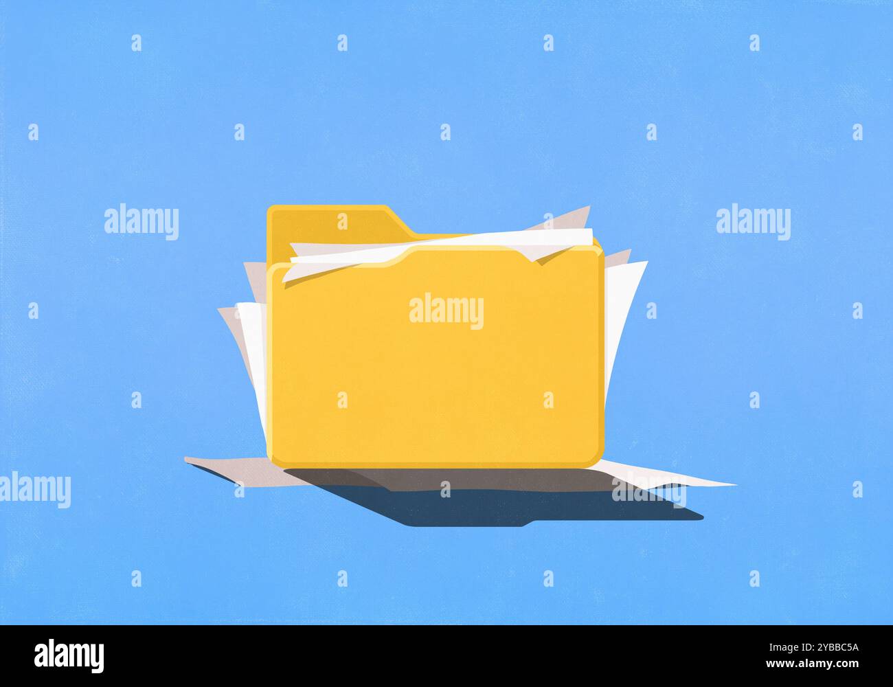 Paperwork spilling out of folder on blue background Stock Photo - Alamy