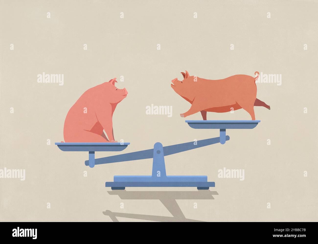 Pigs balancing on opposite ends of scale Stock Photo - Alamy