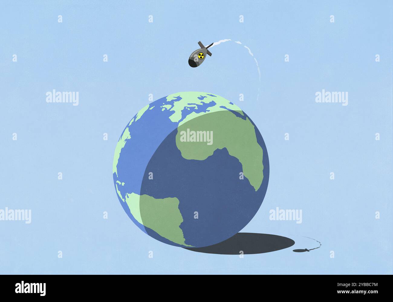 Atomic bomb flying over earth Stock Photo - Alamy