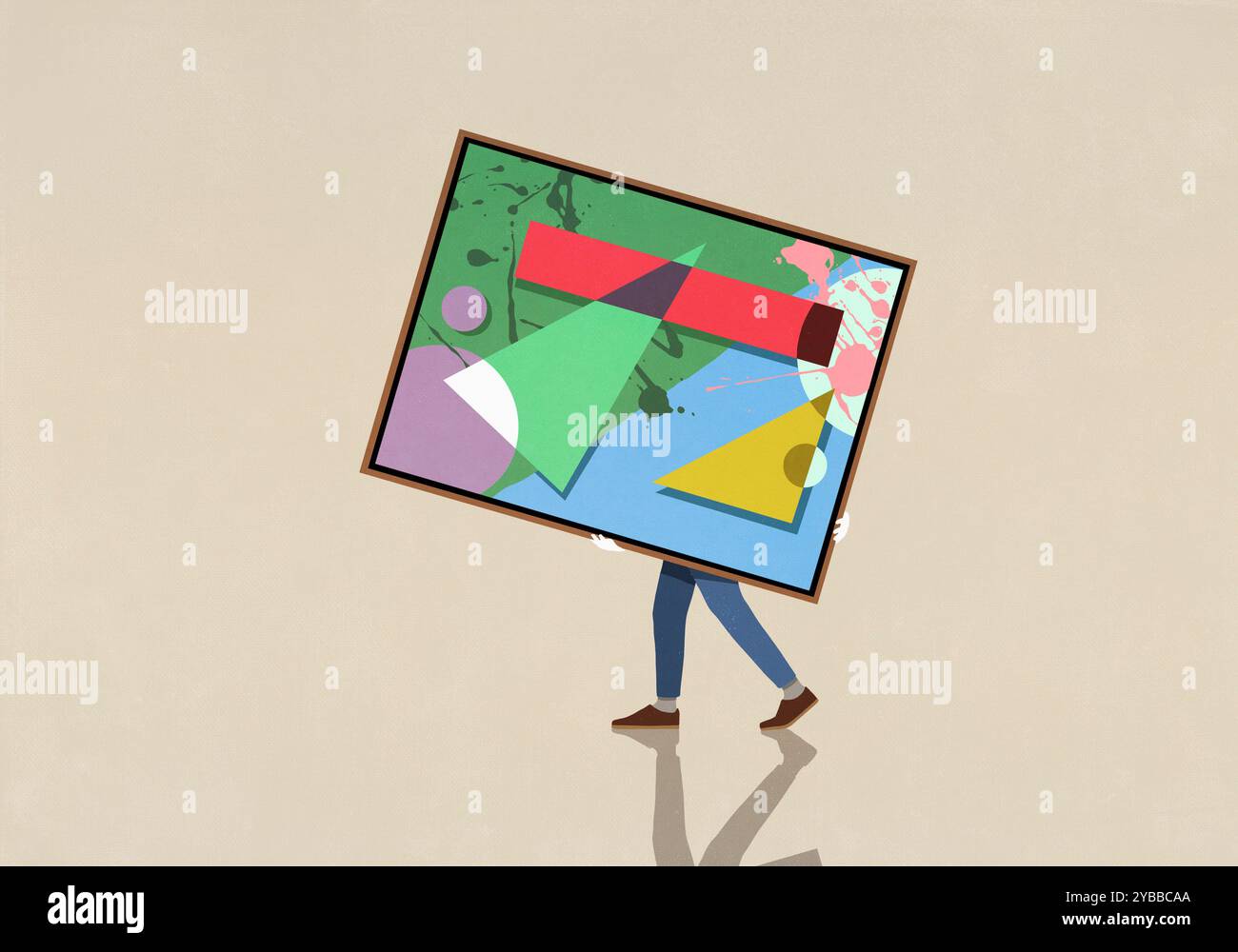Person carrying large abstract painting Stock Photo - Alamy
