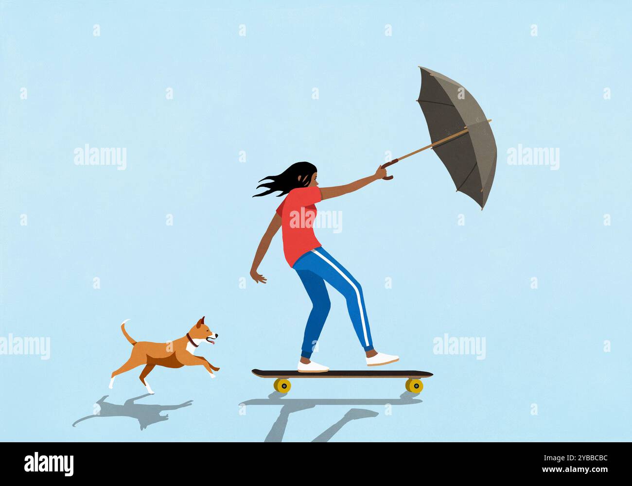 Child skateboarding, blue background hi-res stock photography and ...