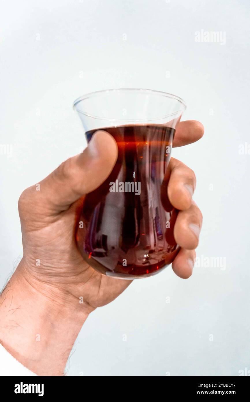 Black Turkish Tea In Armudu Glass Stock Photo - Alamy