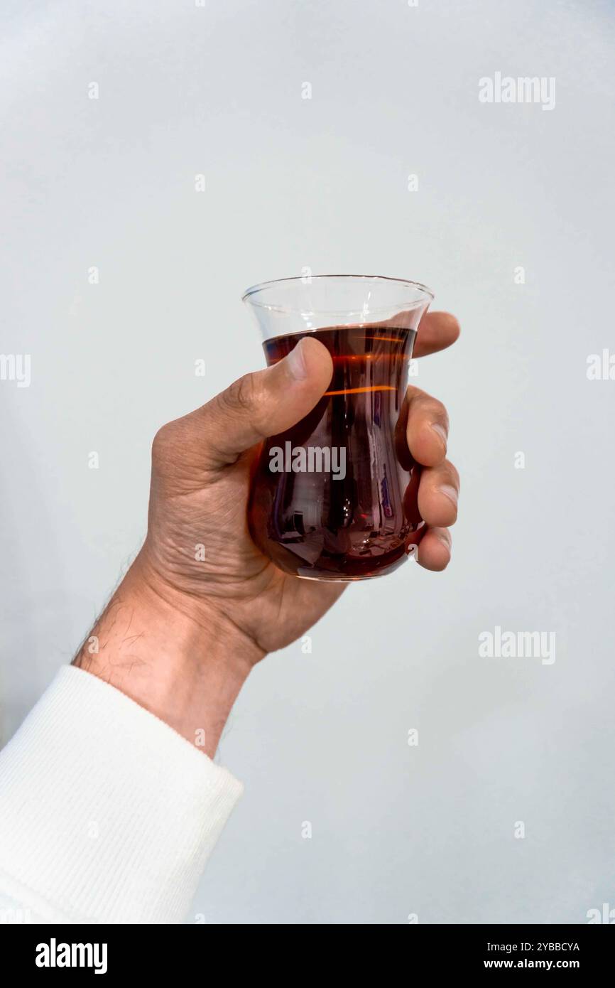 Black Turkish Tea In Armudu Glass Stock Photo - Alamy