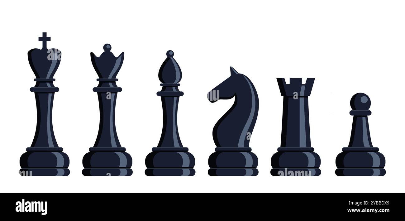 Chess pieces, set of elements. Sports and intellectual game, strategy ...