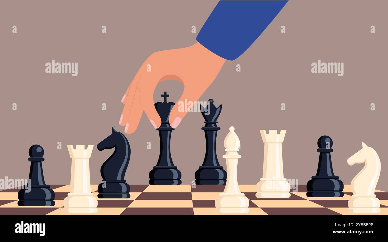 Playing chess. Hand moving chessman piece king. Chess game tournament ...