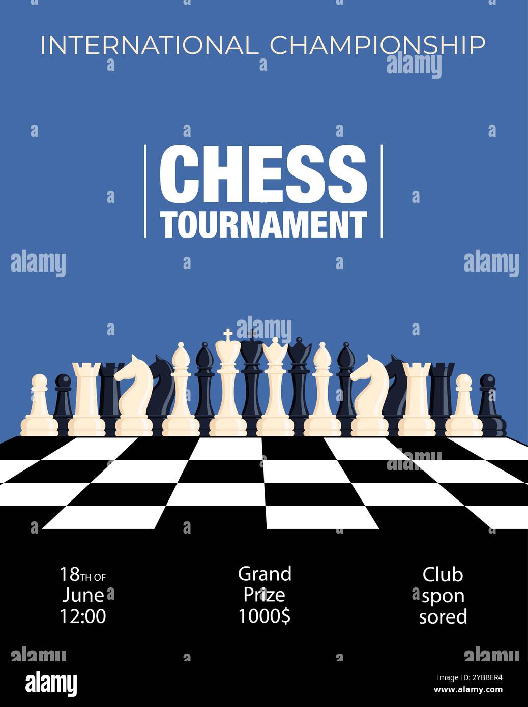 Chess tournament, competition. Poster invitation template. Sport club ...
