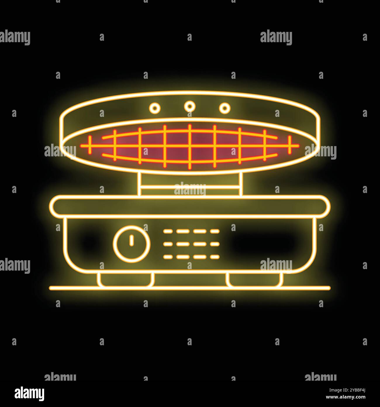 Neon glowing symbol of an electric oven with a heating element Stock ...