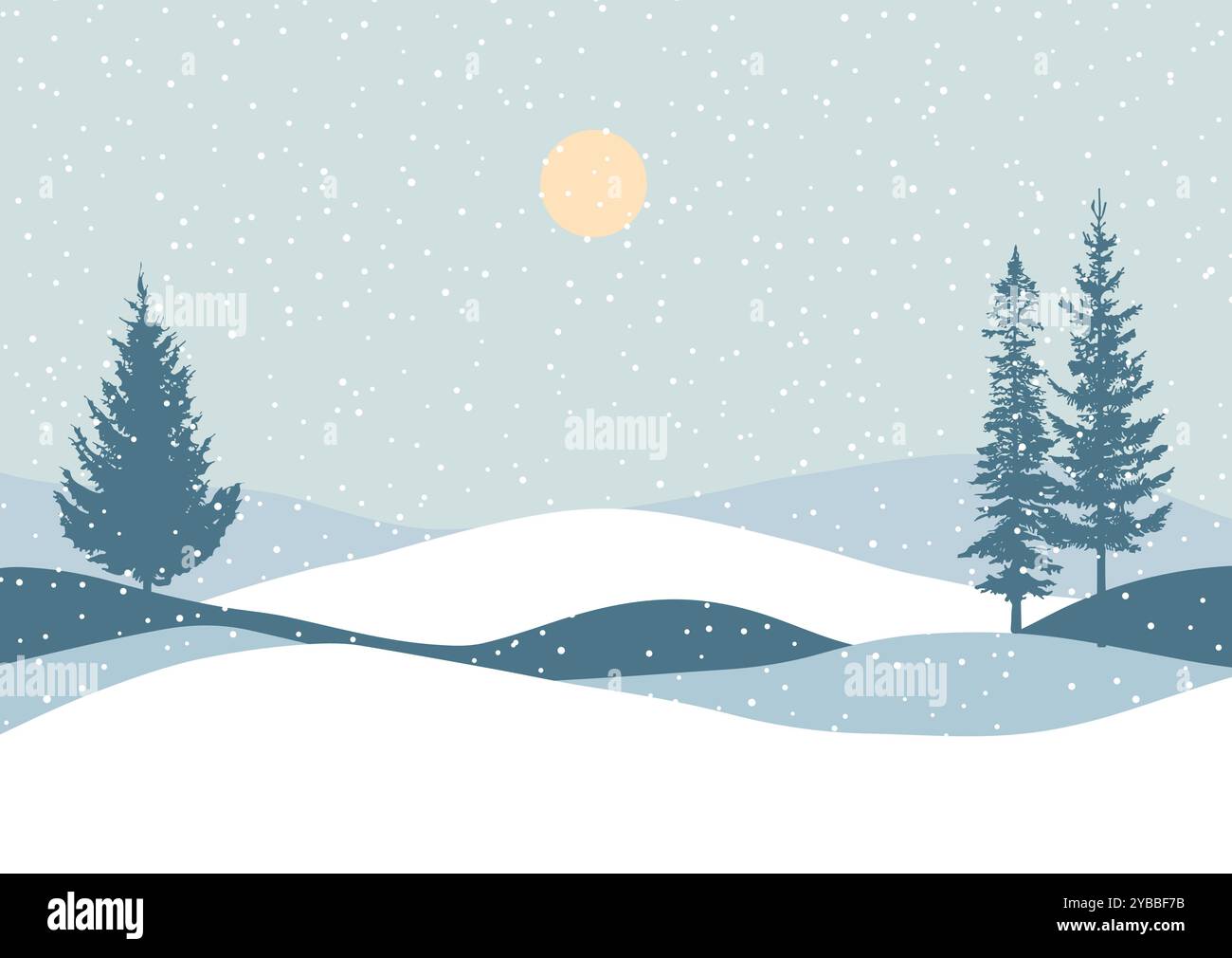 Minimal winter snowy landscape design with falling snow Stock Vector ...