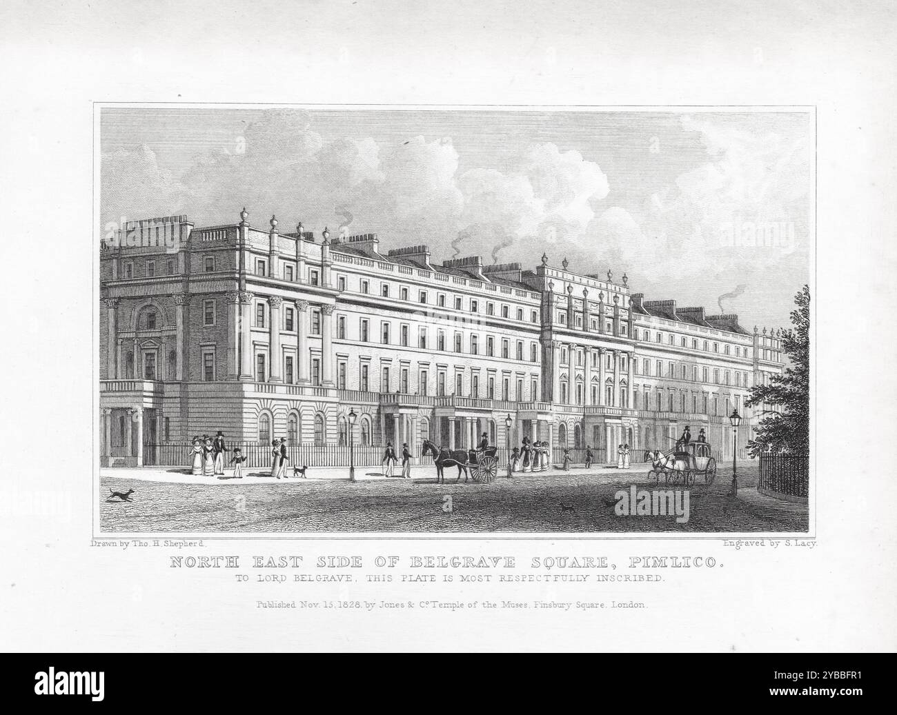 North East Side of Belgrave Square, Pimlico. Drawing by Thomas Hosmer ...