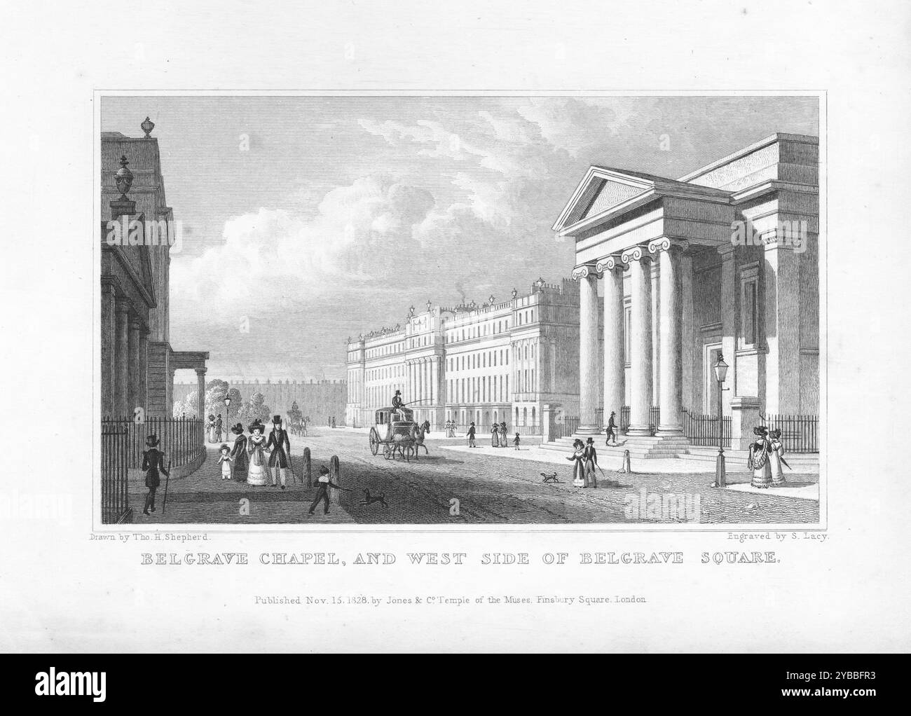 Halkin Street and the chapel of St. John, built by Robert Smirke, with ...