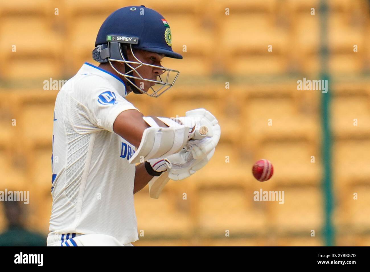 India's Yashasvi Jaiswal bats during the day three of the first cricket ...