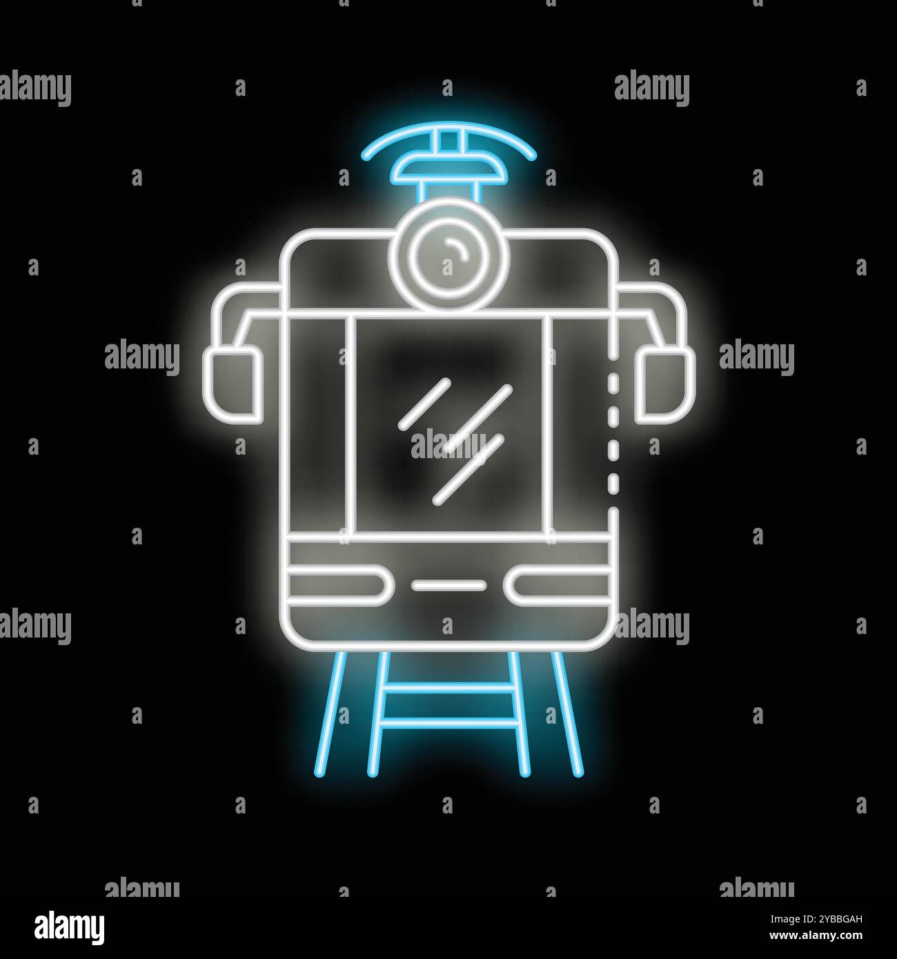 Neon sign of a train is glowing against a black background Stock Vector ...