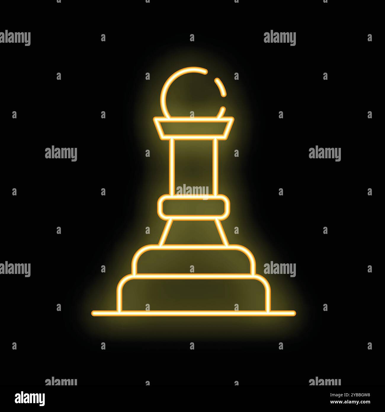 Neon yellow chess pawn glowing on a black background, representing ...