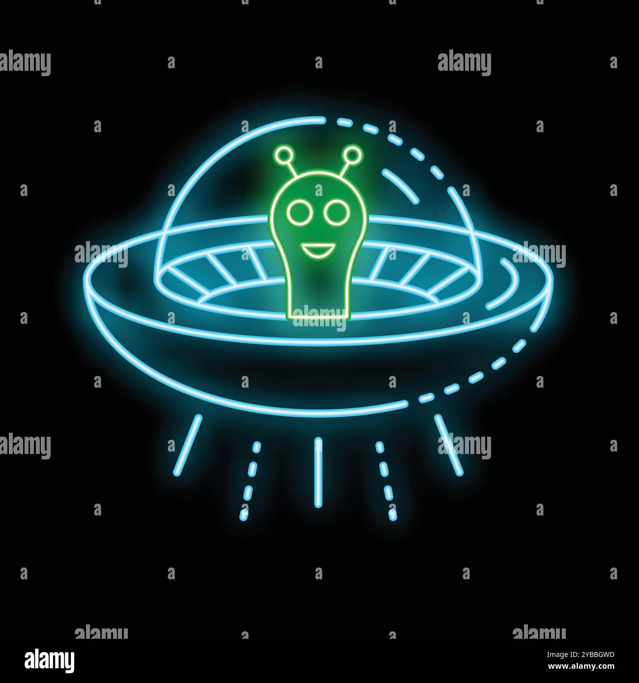 Green alien in a spaceship Stock Vector Images - Alamy