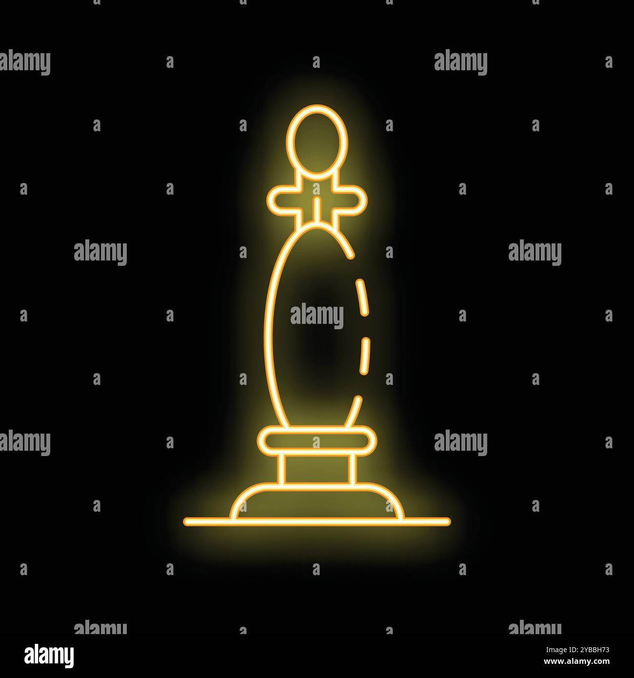 Neon yellow chess queen icon glowing on a black background Stock Vector ...