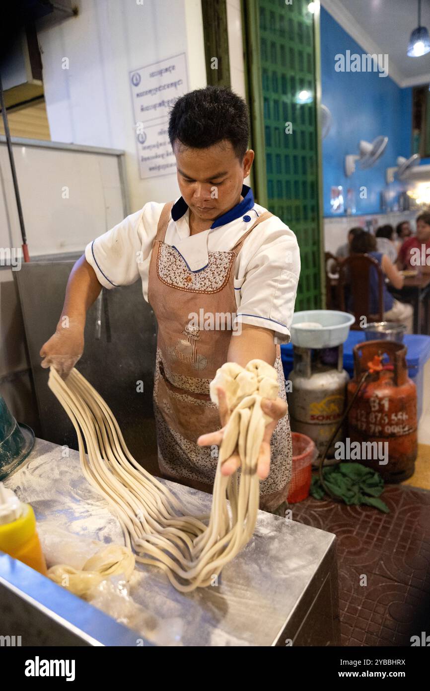 Making fresh noodles from scratch at David’s Noodle, Phnom Penh ...
