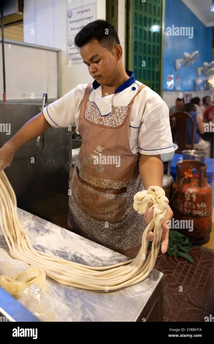 Making fresh noodles from scratch at David’s Noodle, Phnom Penh ...