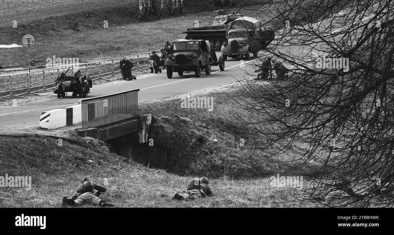 German Infantry Soldiers Fighting With Russian Soldiers For Bridge ...