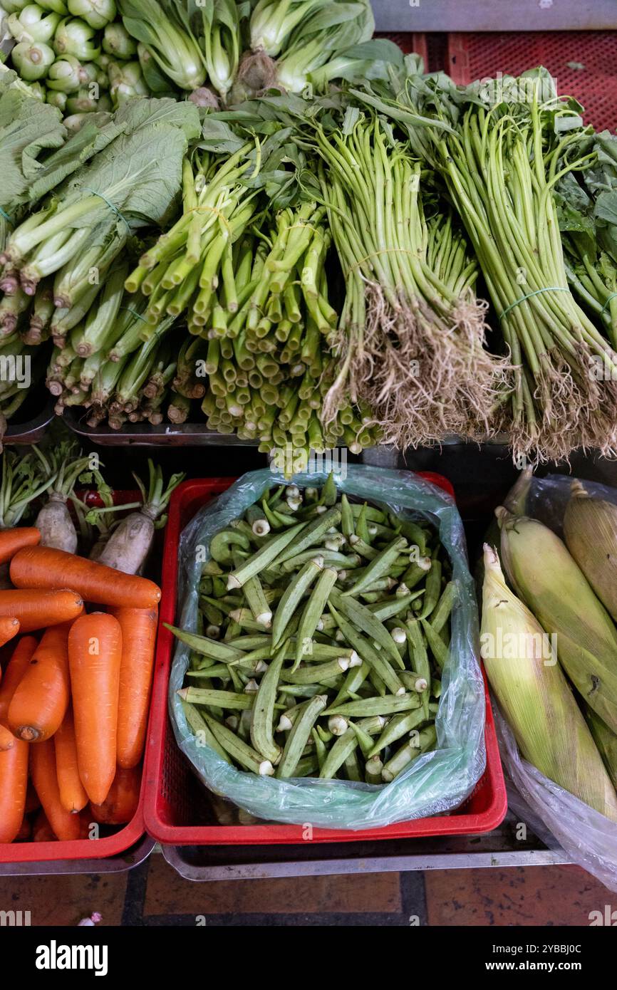 Assorted vegetables and fruits for sale at Boeng Keng Kang (BKK) Market ...