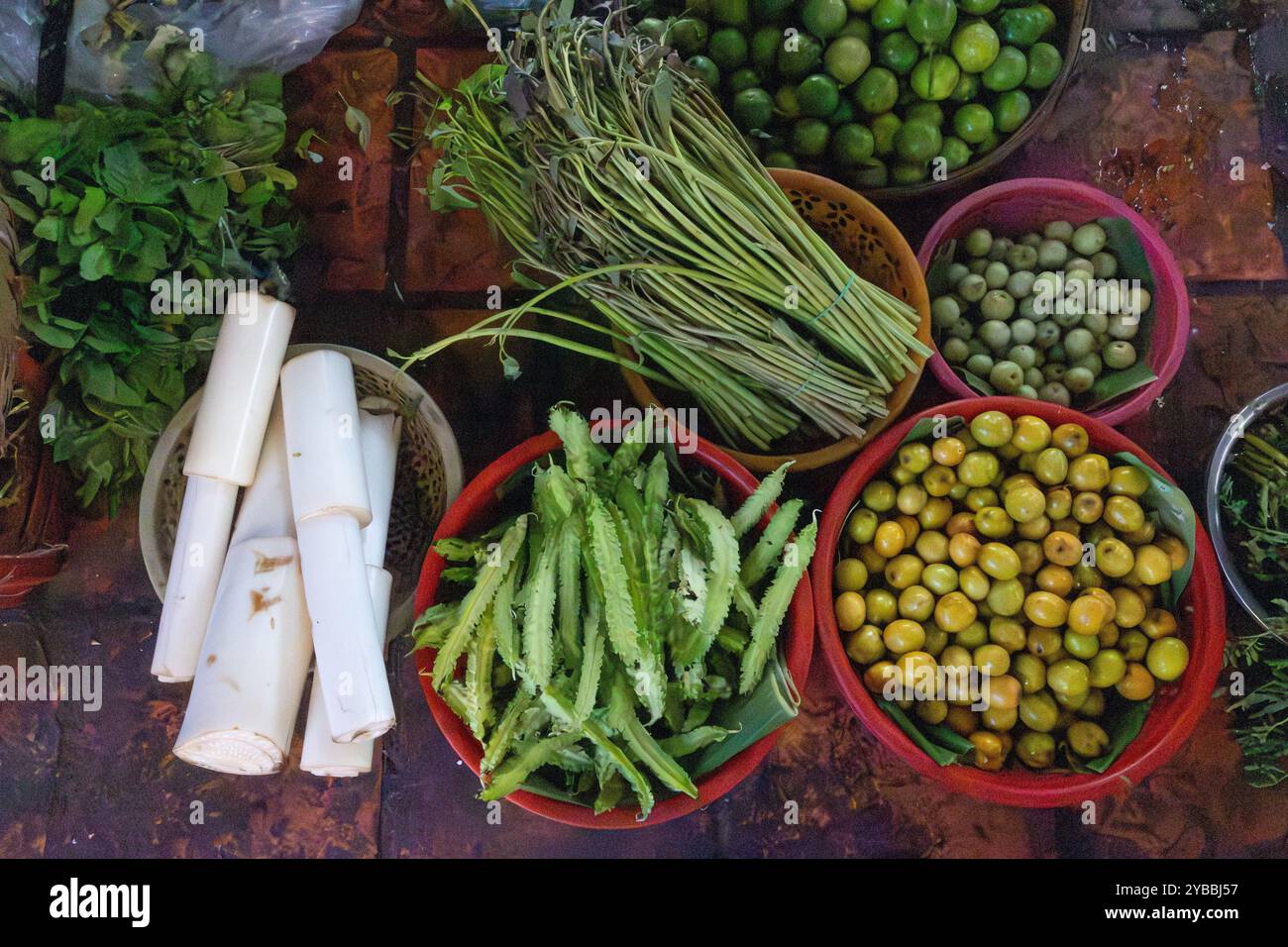 Assorted vegetables and fruits for sale at Boeng Keng Kang (BKK) Market ...