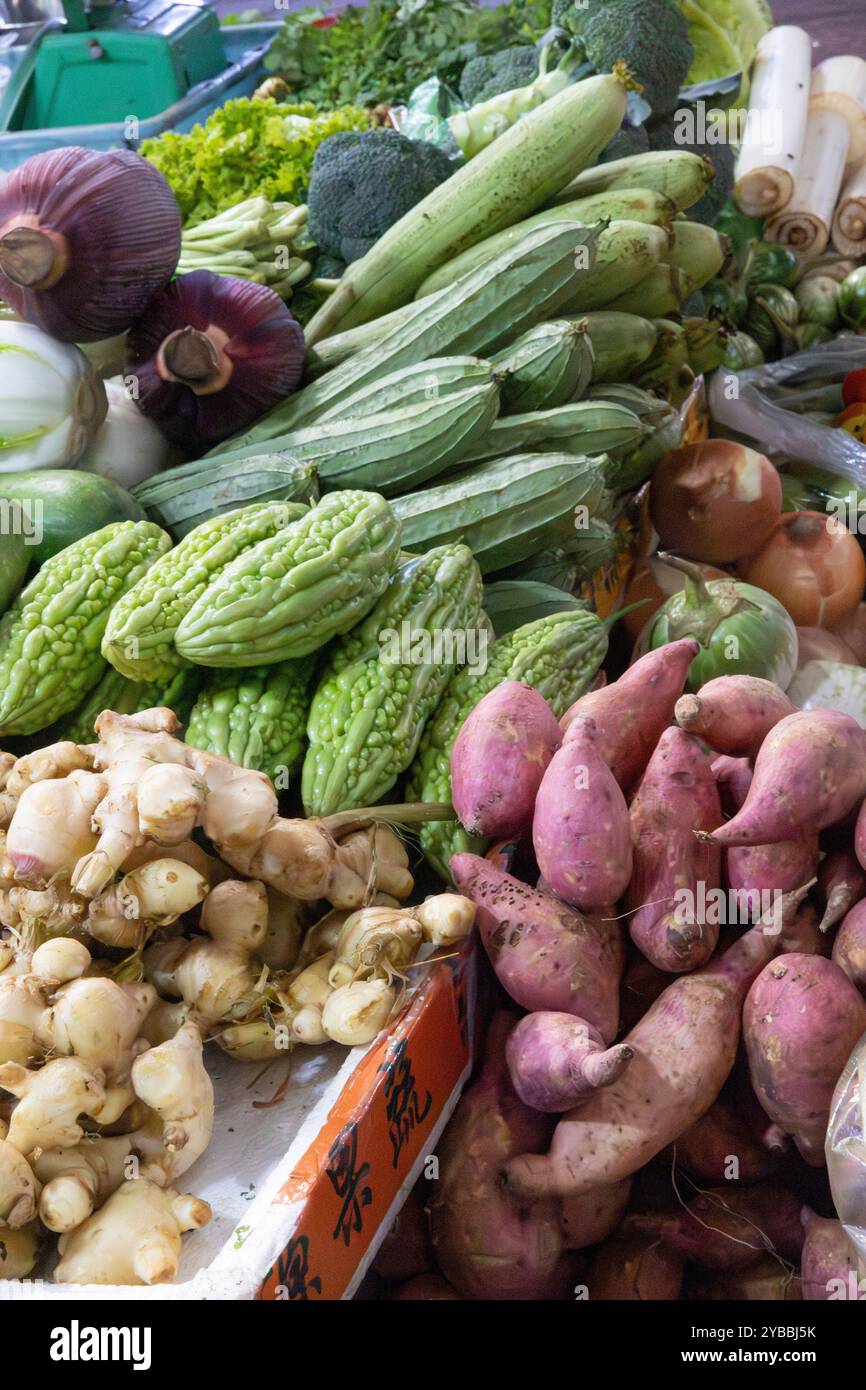 Assorted vegetables and fruits for sale at Boeng Keng Kang (BKK) Market ...