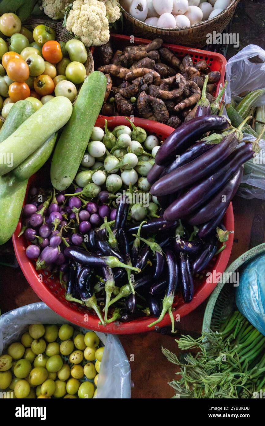 Assorted vegetables and fruits for sale at Boeng Keng Kang (BKK) Market ...