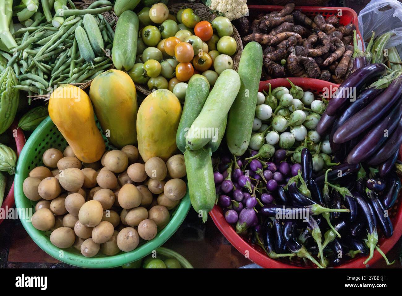 Assorted vegetables and fruits for sale at Boeng Keng Kang (BKK) Market ...