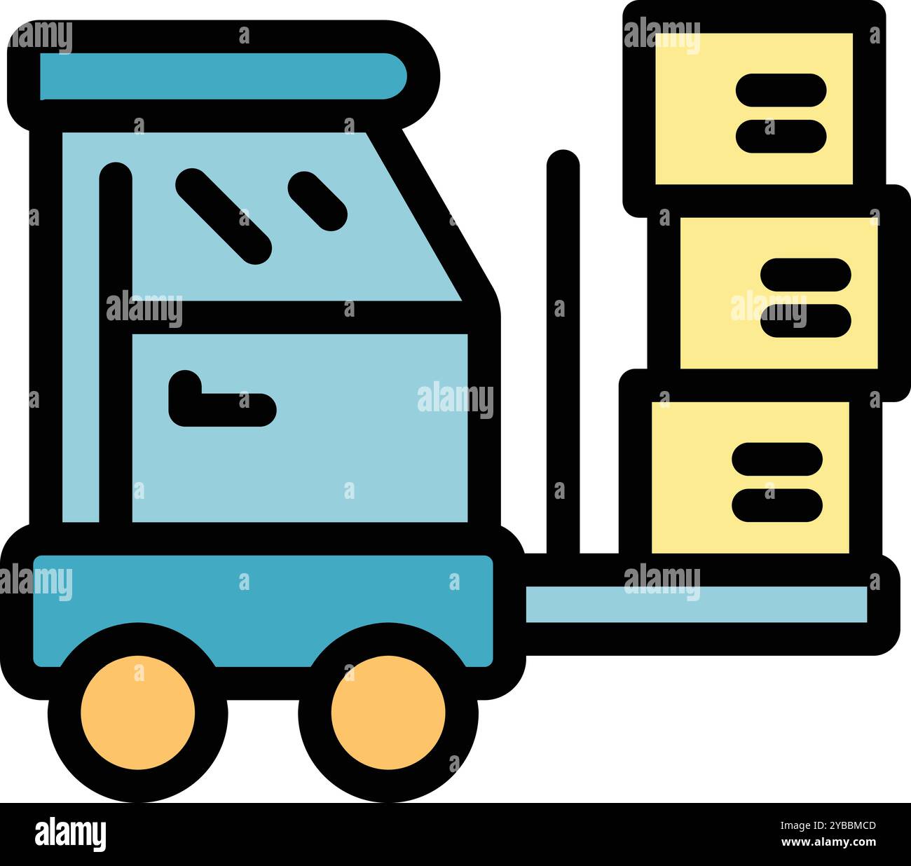 Forklift lifting stacked boxes, representing storage and warehouse ...