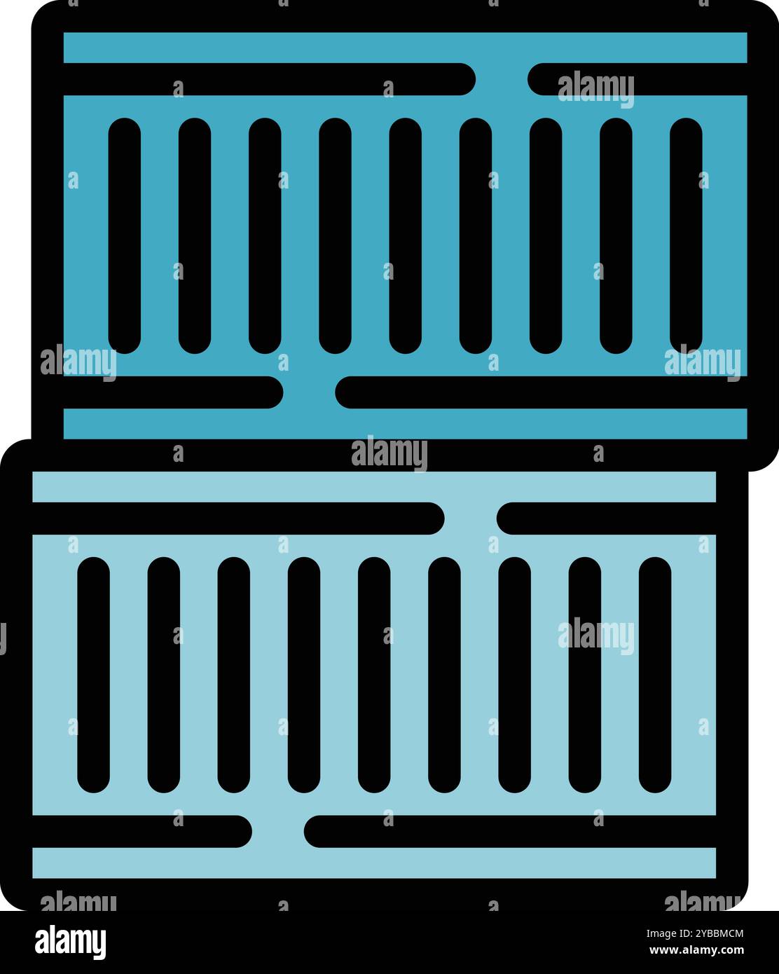 Simple vector icon of two cargo containers stacked on top of each other ...