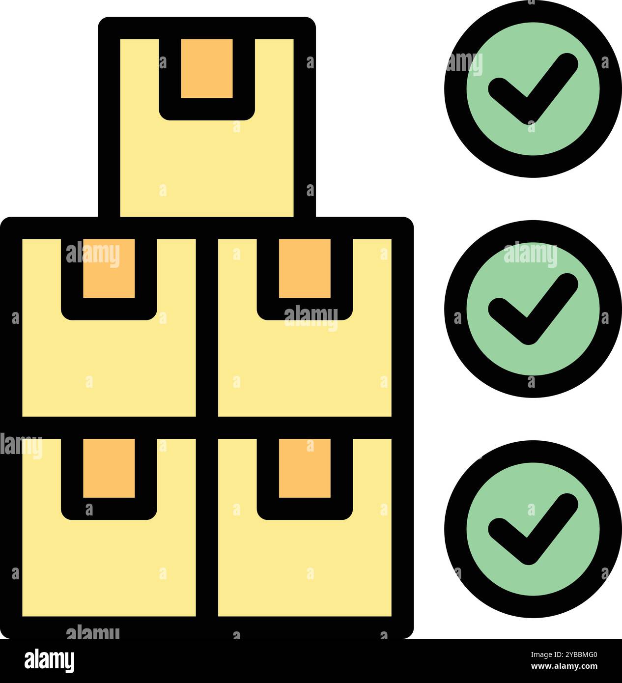Simple icon of cardboard boxes stacked and ready for shipping with ...