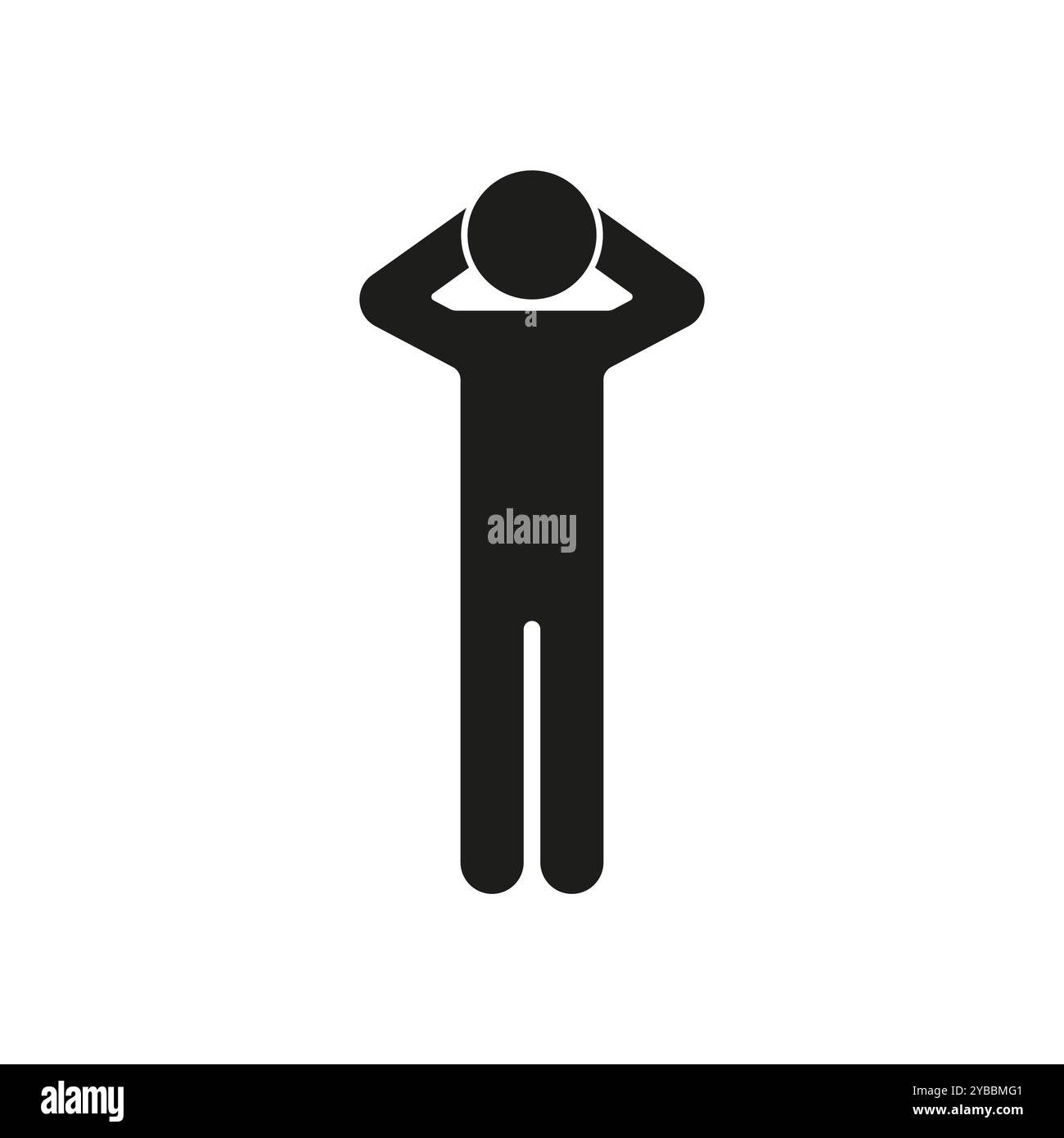 Human Figure with Hands Behind Head Silhouette Icon. Stick Figure in ...