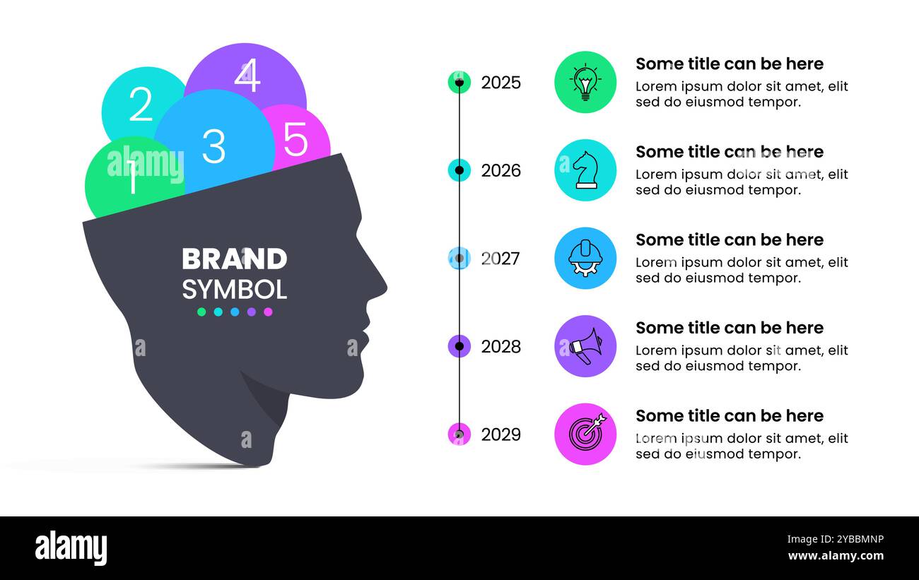 Infographic template with icons and 5 options or steps. Open head. Can ...