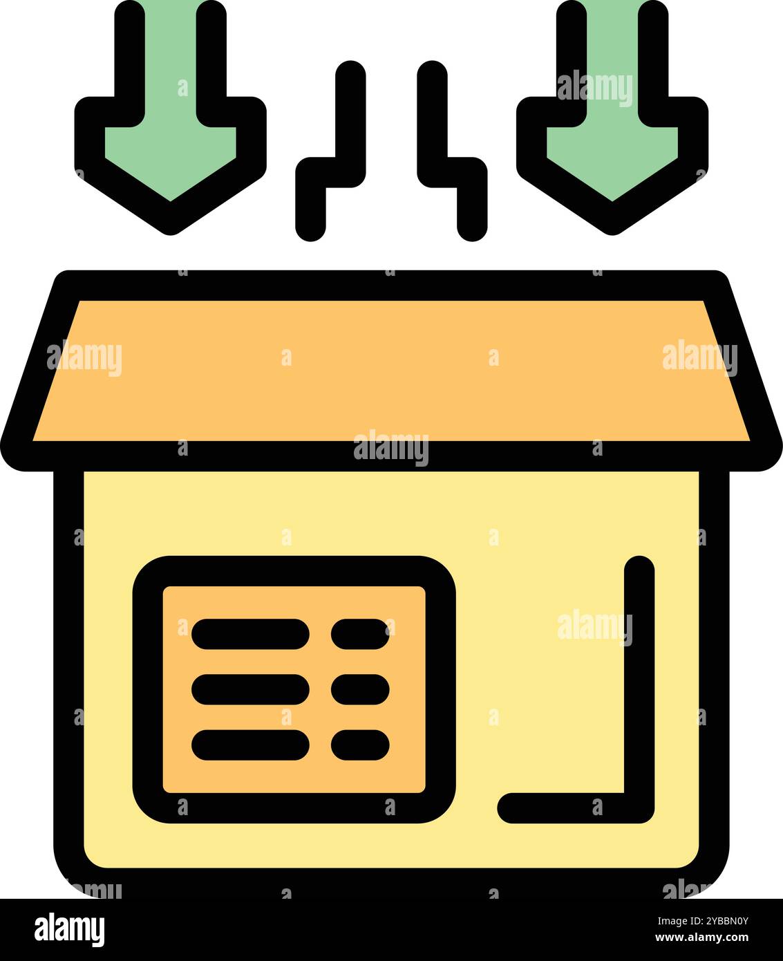 This icon represents a warehouse receiving deliveries, symbolizing ...