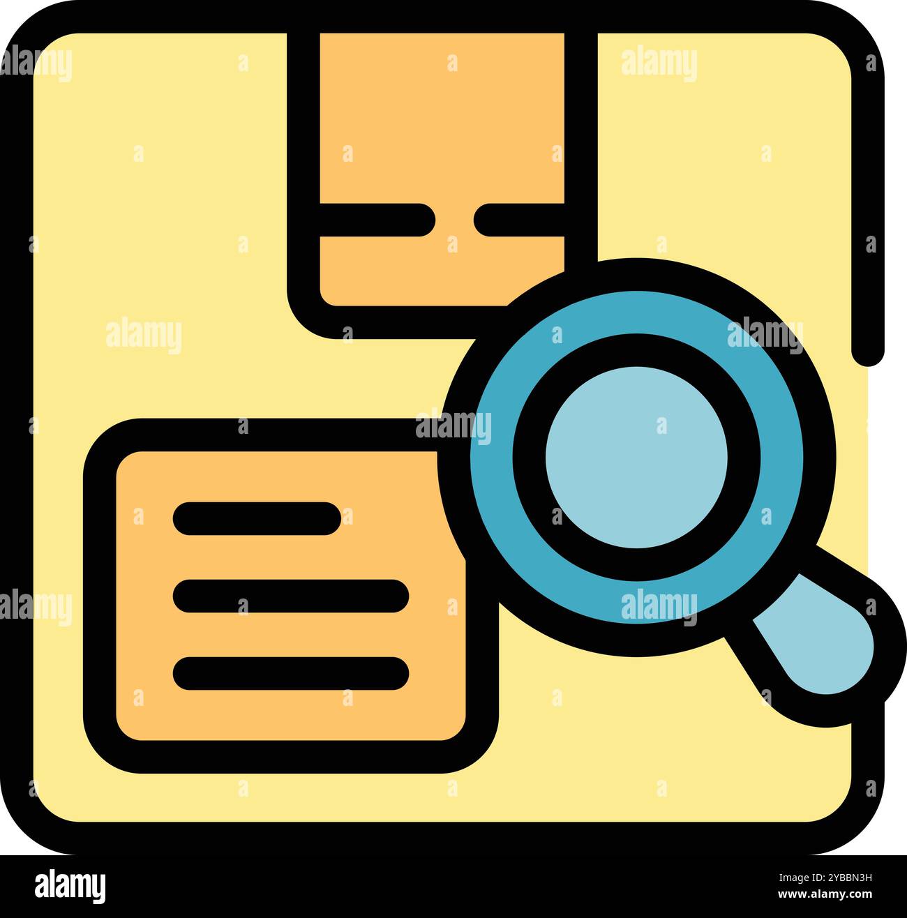 This vector uses color to illustrate a magnifying glass searching a ...