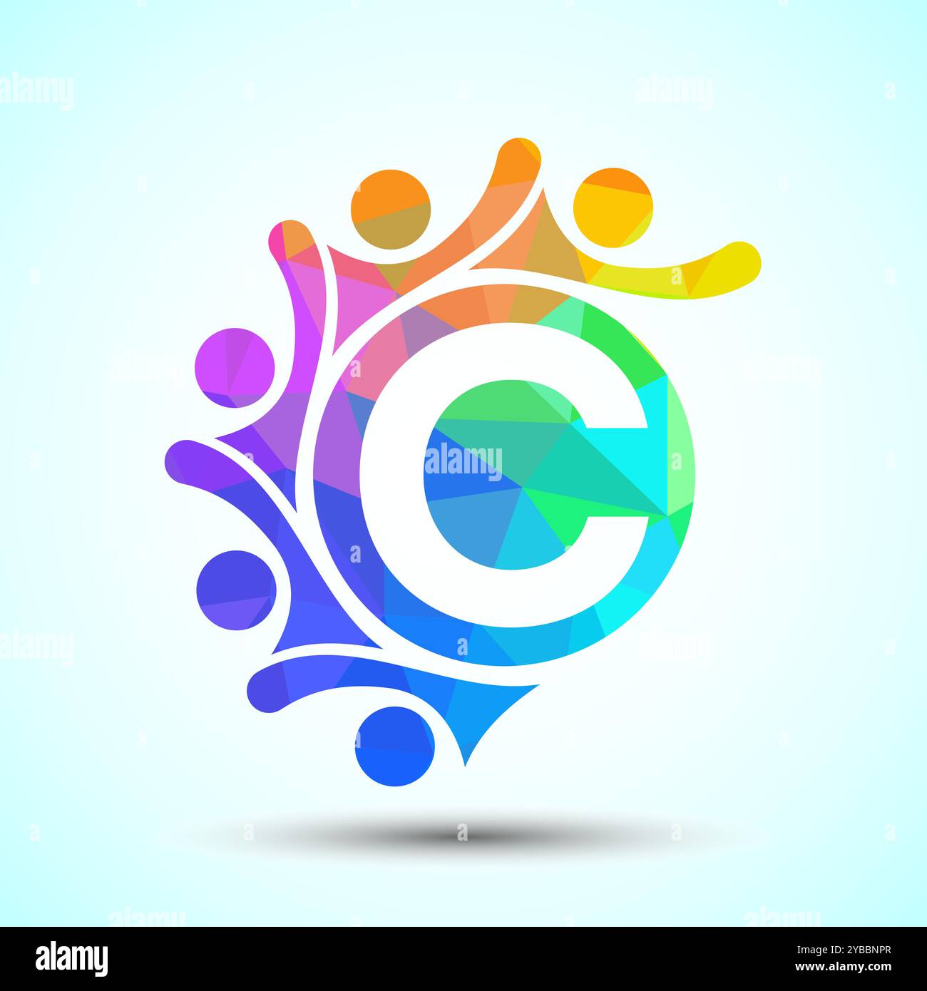 Initial alphabet with connecting people. Team, cooperation logo sign ...