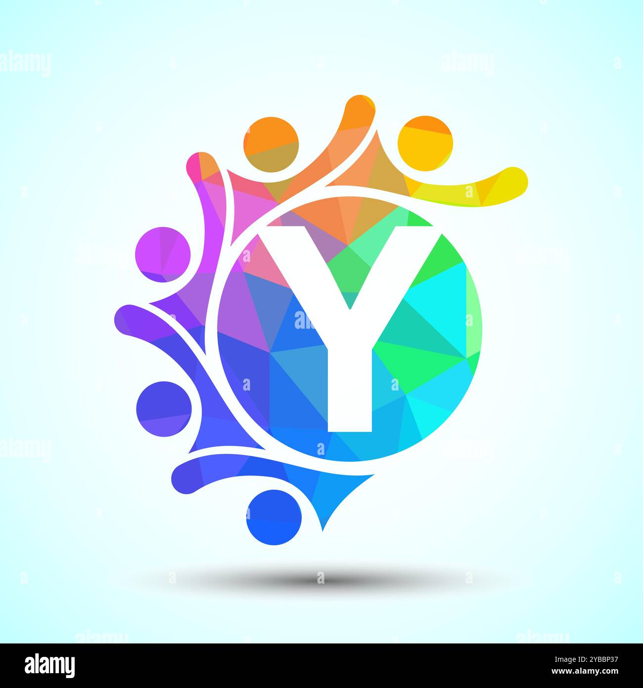 Initial alphabet with connecting people. Team, cooperation logo sign ...