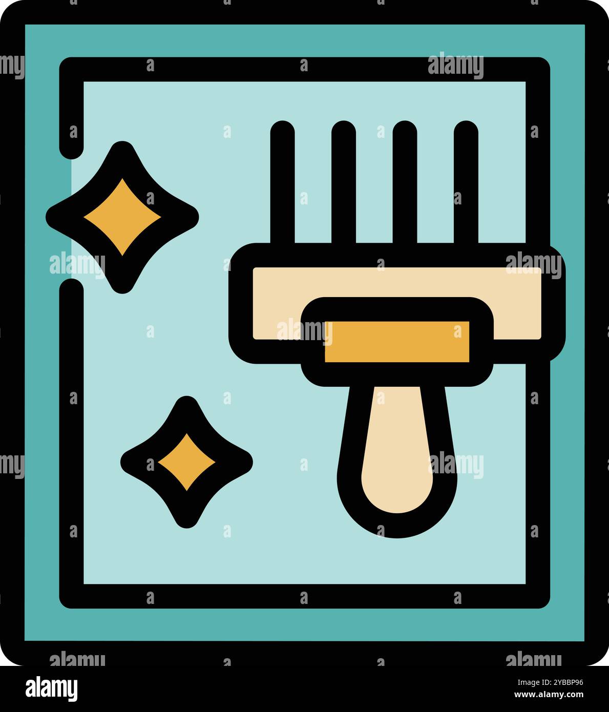 Cleaning brush scrubbing a surface, leaving a sparkling clean shine ...