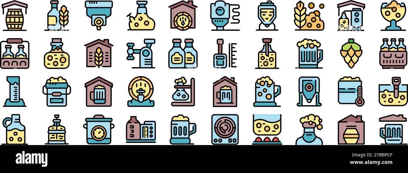 This vector set features icons related to craft beer, brewing, and the ...