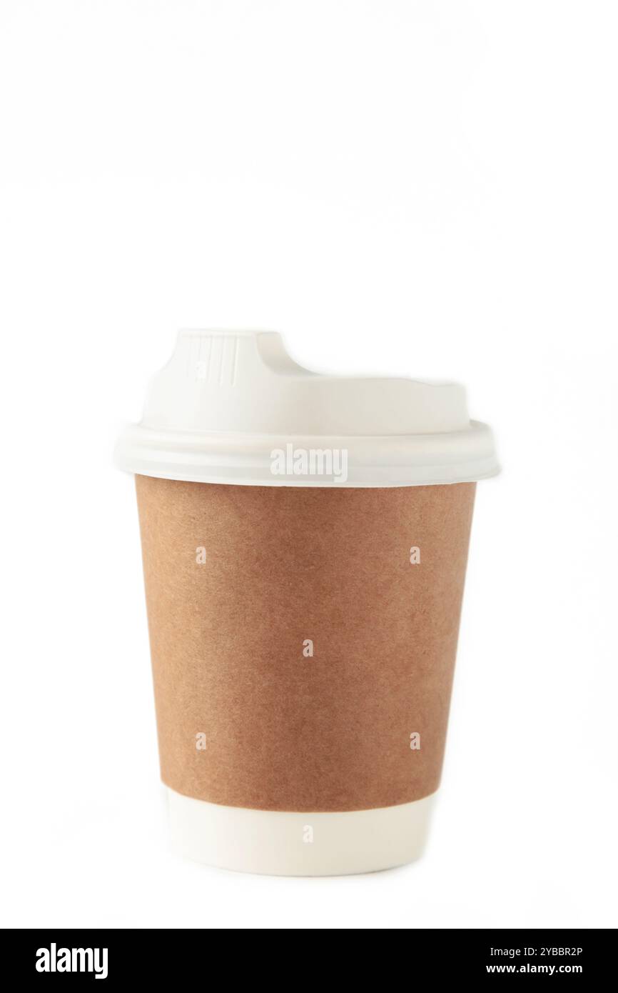 Craft paper cup with space for text isolated on white. Top view Stock ...