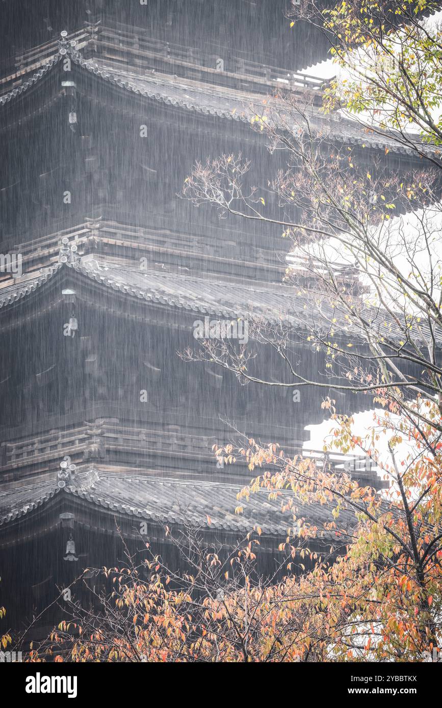 Rain Highlights of Kyoto's Temple Features Stock Photo - Alamy