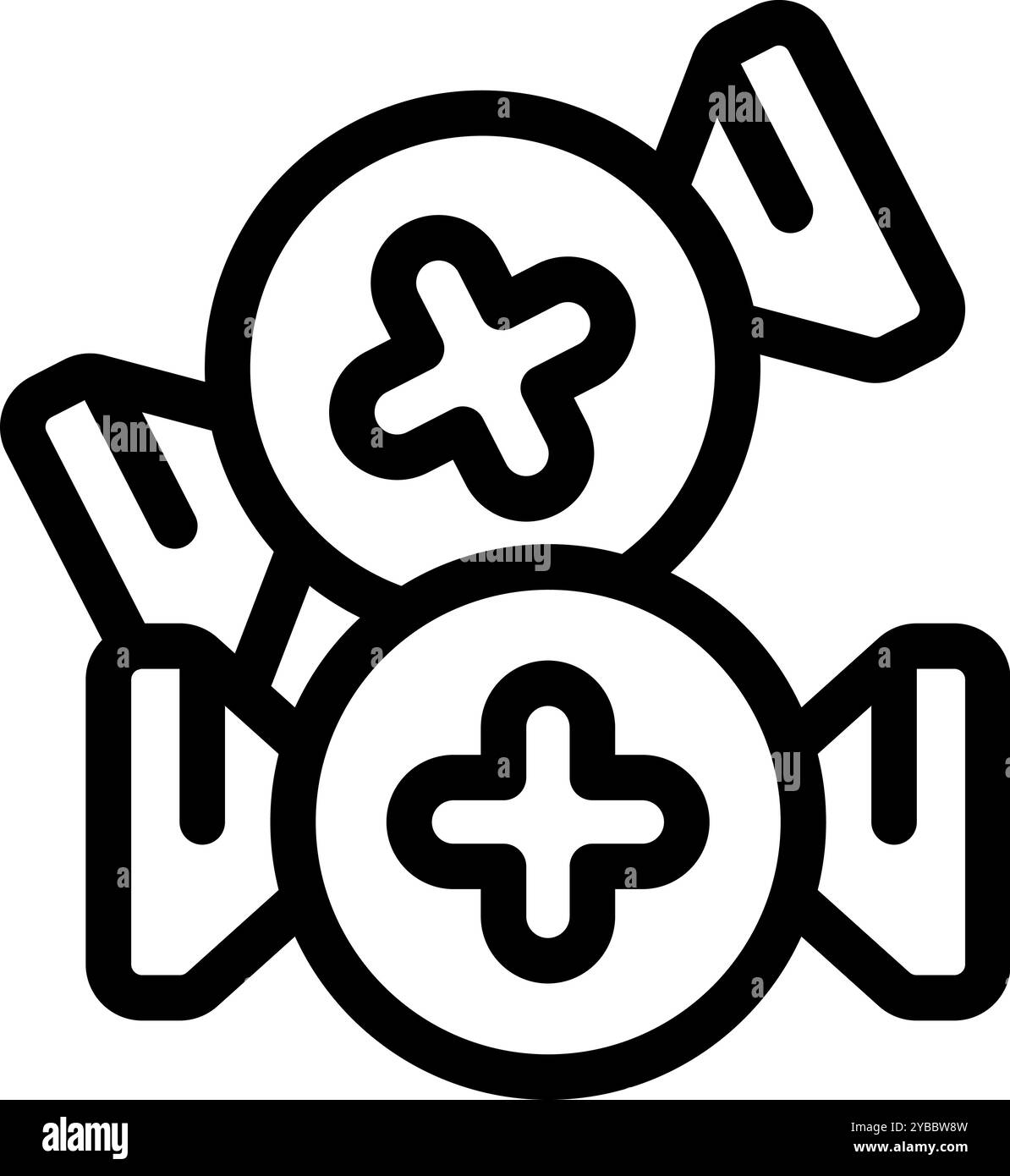 Line vector of round shaped candies with cross sign depicting delicious ...