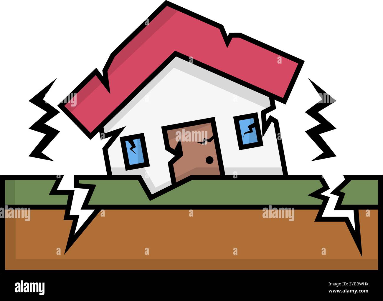Earthquake shaking and house icon. Catastrophe icon. Editable vector ...