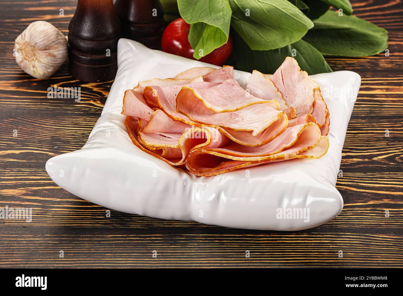 Italian sausage Prosciutto cotto ham appetizer Stock Photo - Alamy