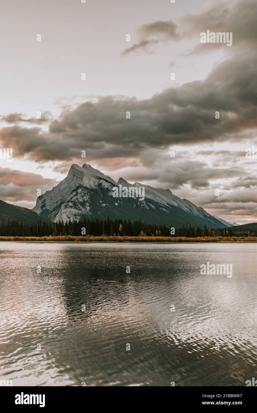 Mountain view in morning at Vermillion lakes, Banff, Canada Stock Photo ...