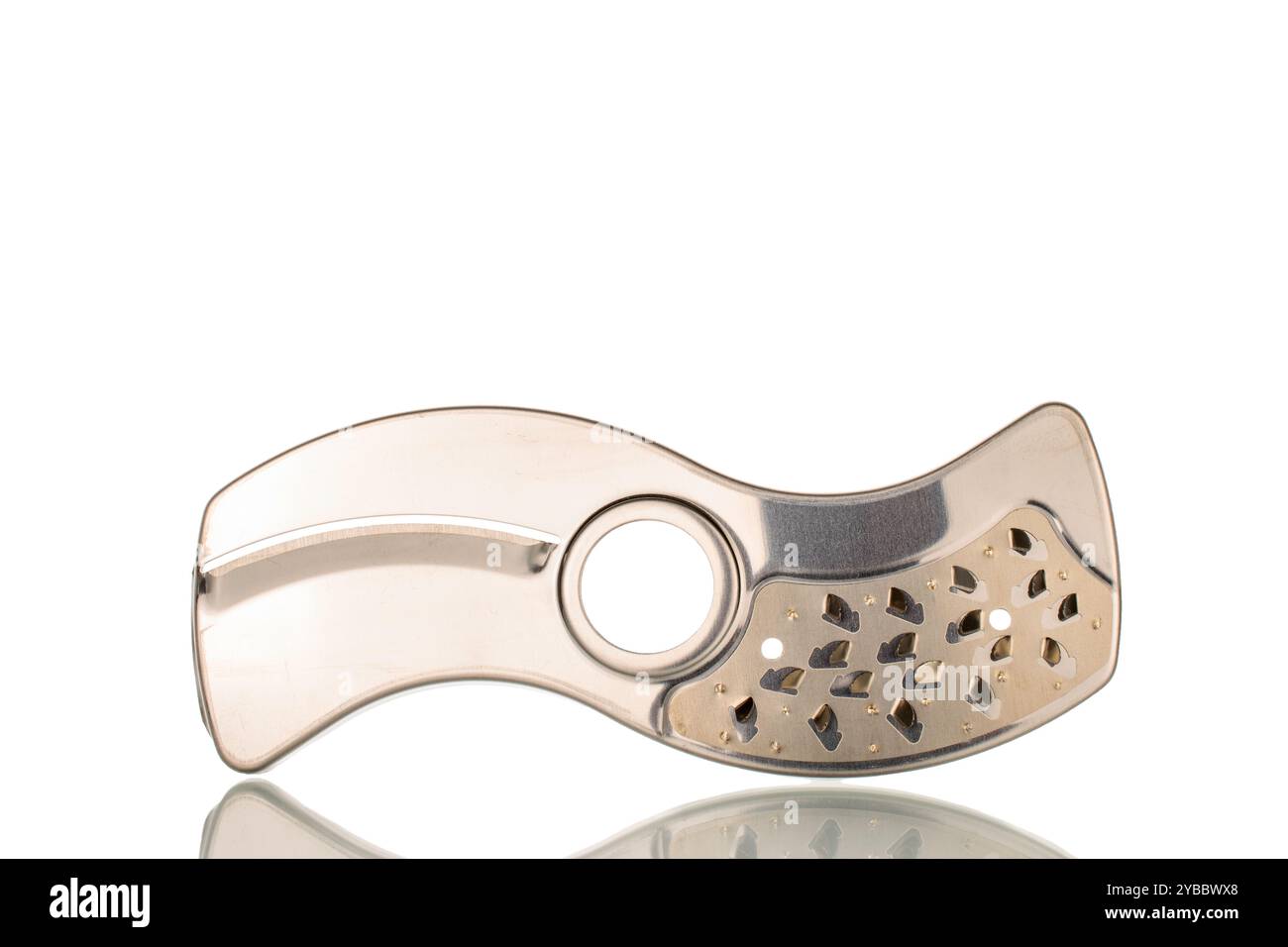 One metal mixer knife, macro, isolated on white background Stock Photo ...