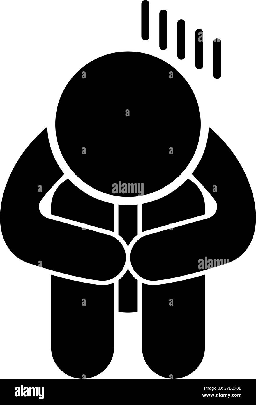 Sitting depressed person silhouette. Editable vector Stock Vector Image ...