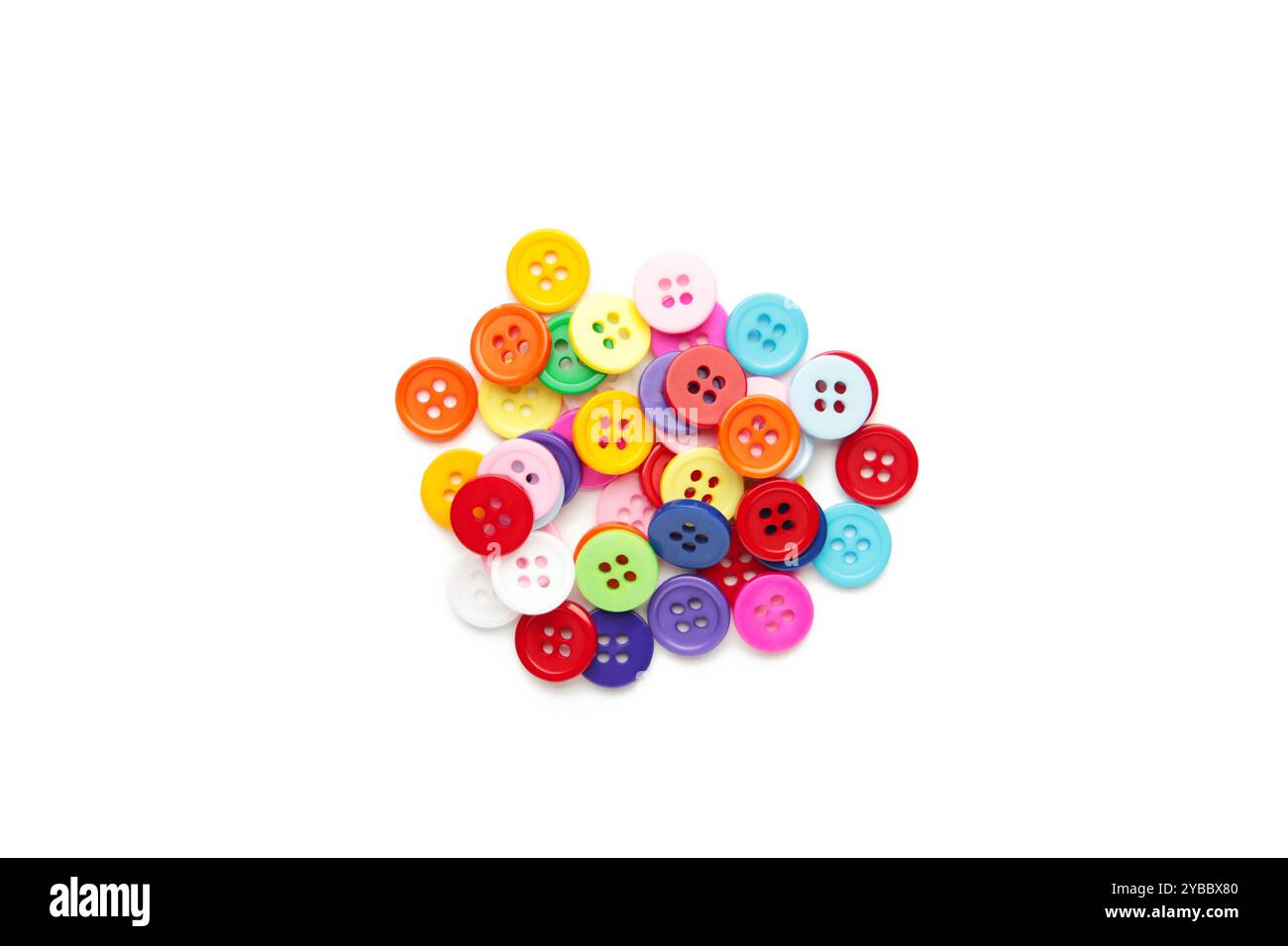 Colorful button assortment isolated on a white background. Top view ...