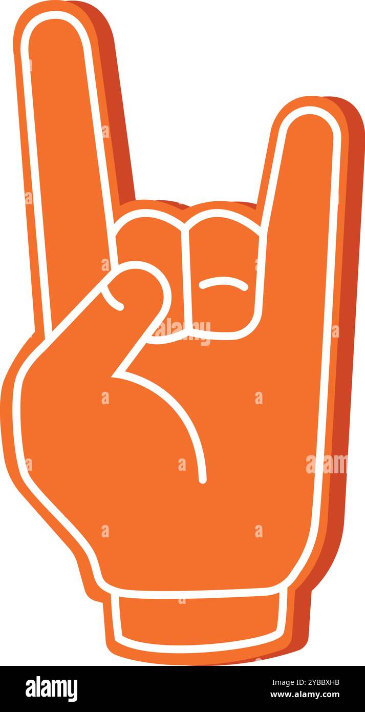 Rock hand foam. Cheering fan colorful gesture Stock Vector Image & Art ...