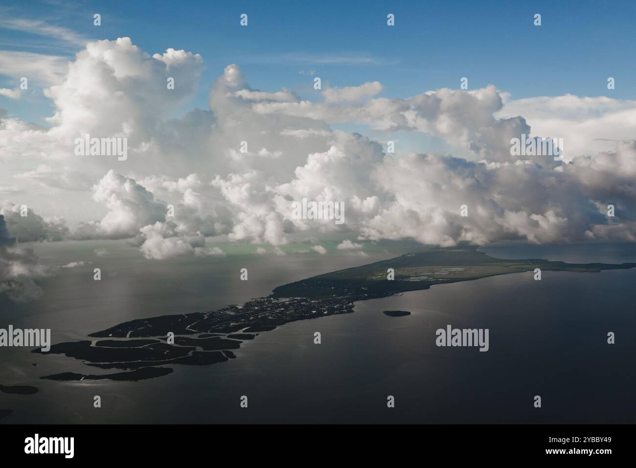 Florida Keys in the morning under the shadows of bright clouds Stock ...